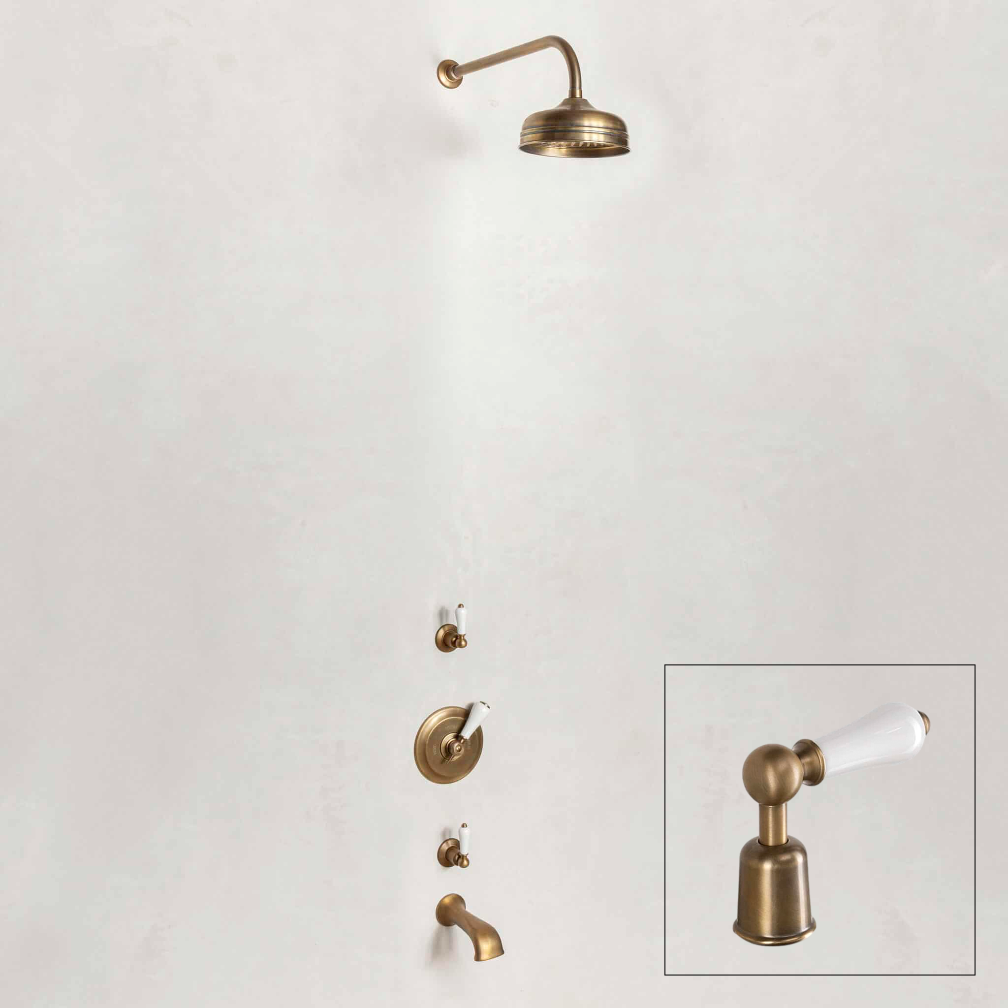 Concealed Shower Set and Bath Filler - White Porcelain Lever – Witt And ...