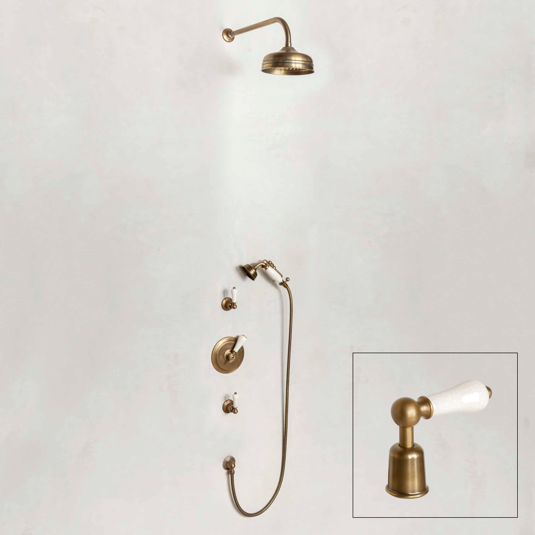 Concealed Shower Set and Handset Cradle - Crackle Porcelain Lever ...
