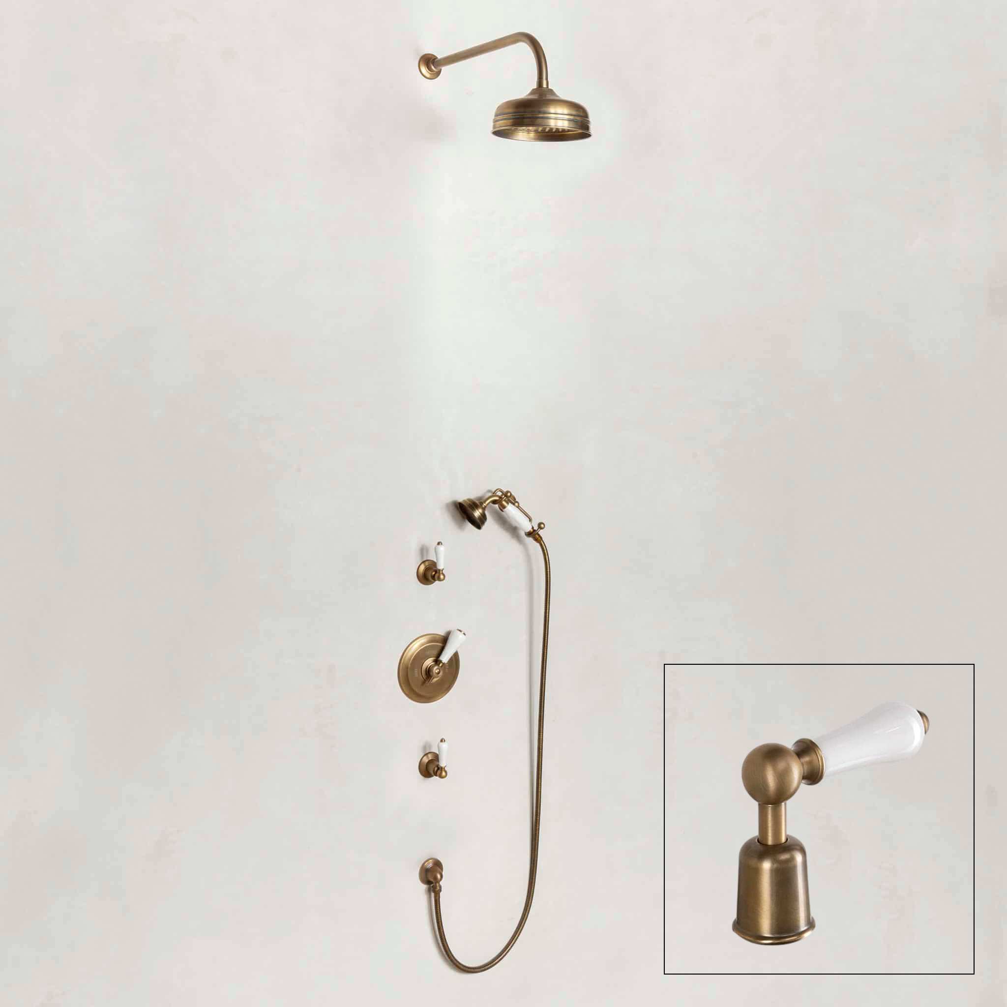 Concealed Shower Set and Handset Cradle - White Porcelain Lever – Witt ...