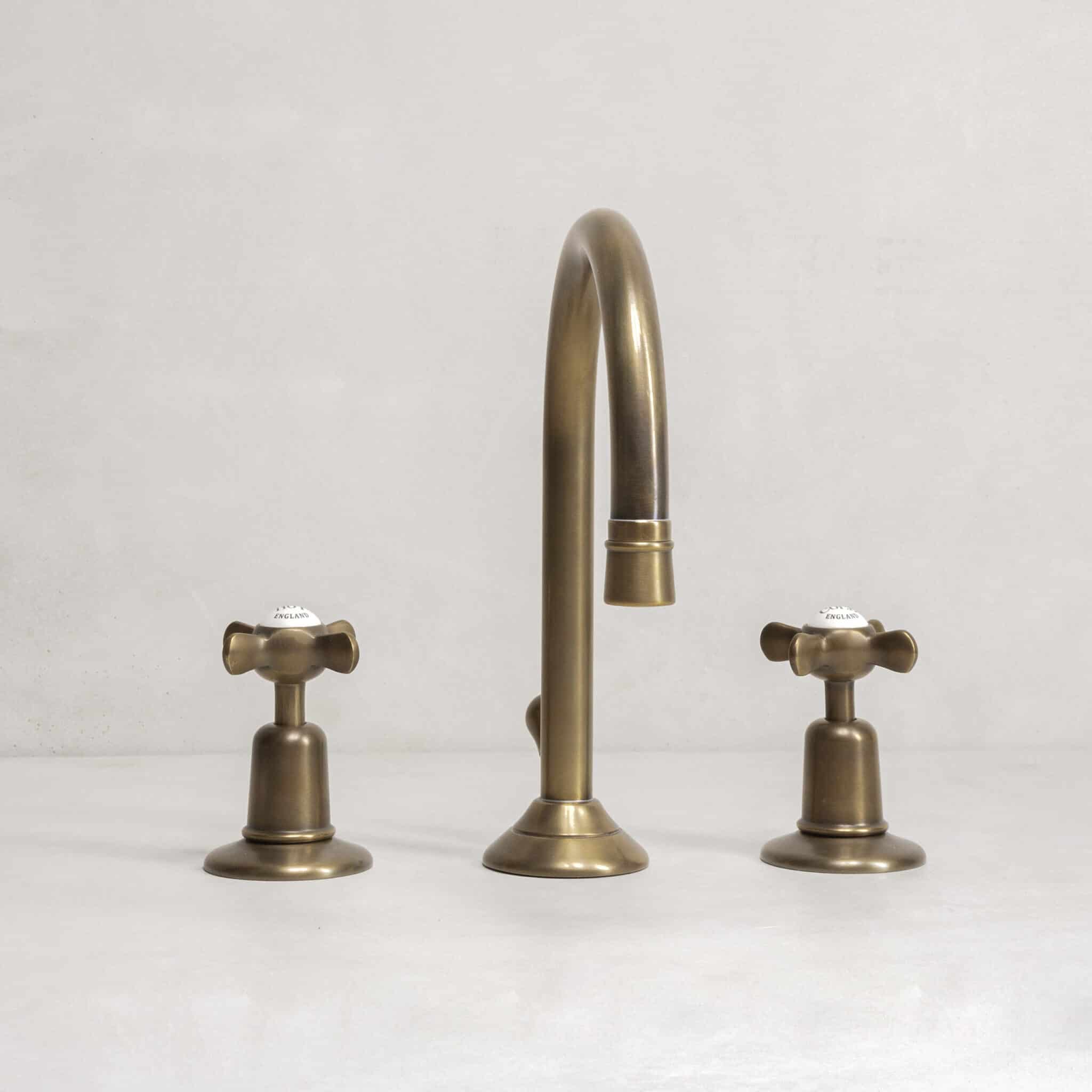 Deck Mount 3 Hole Basin Set With Swan Neck - Propeller Handle – Witt ...